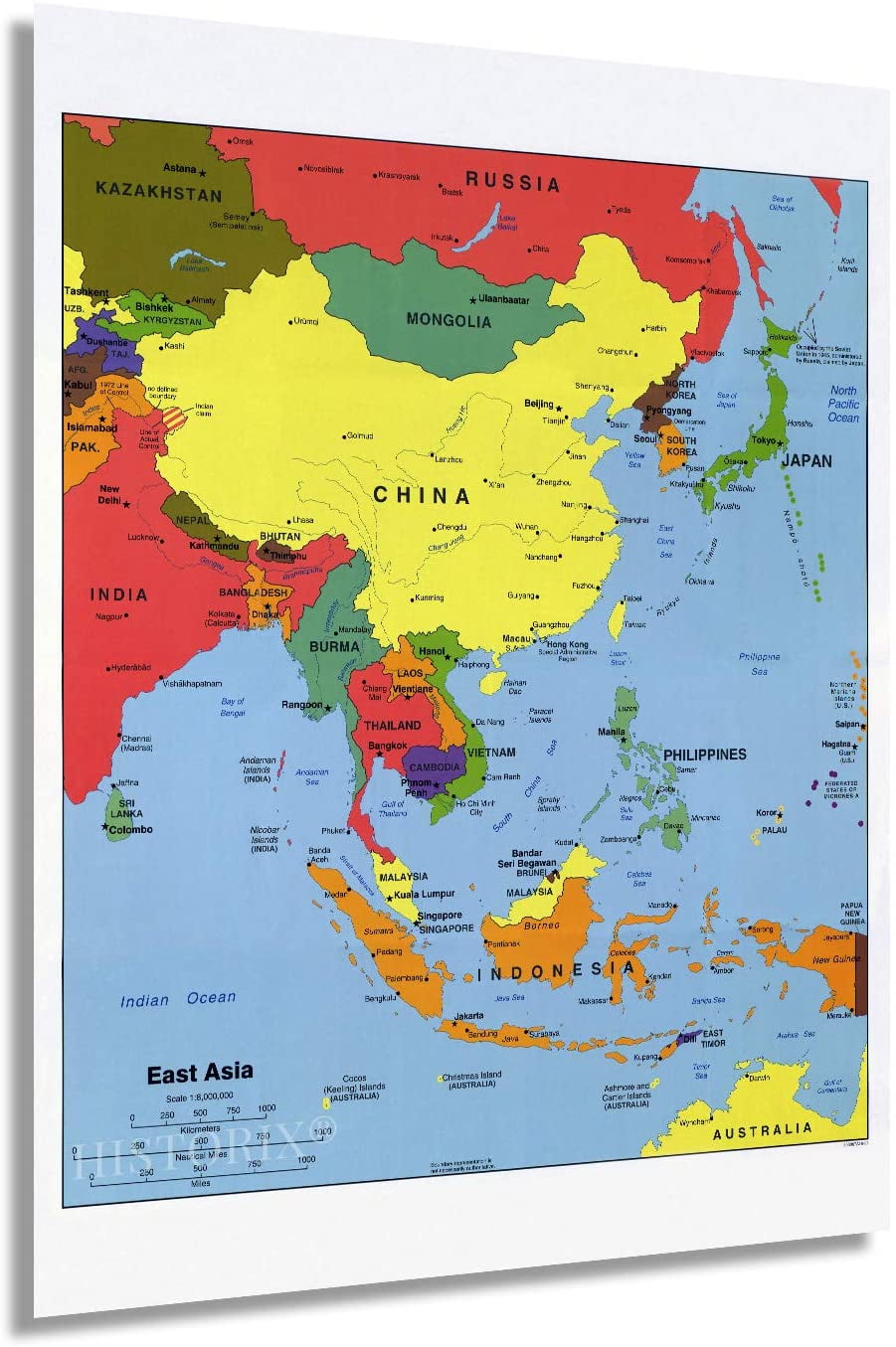 HISTORIX 2004 East Asia Map Poster Wall Art Print, 18 x 24 Inch ...