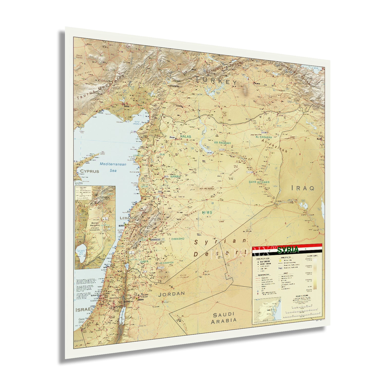 HISTORIX 2004 Map of Syria Poster Wall Art Print, 24 x 24 Inch ...