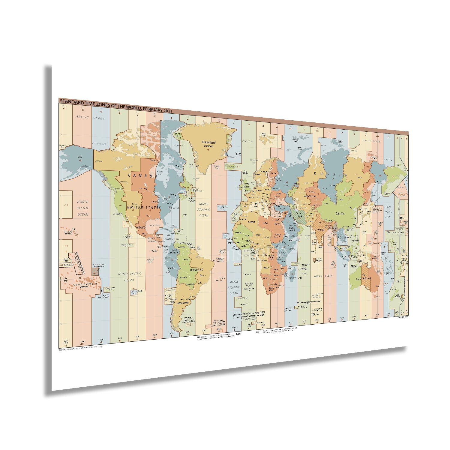 HISTORIX 2021 Standard Time Zones of the World Map Poster Wall Art ...
