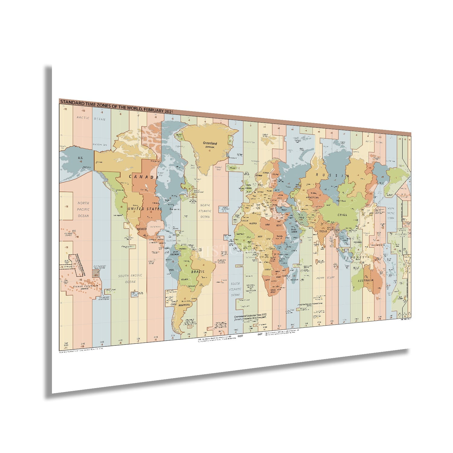 HISTORIX 2021 Standard Time Zones of the World Map Poster Wall Art ...