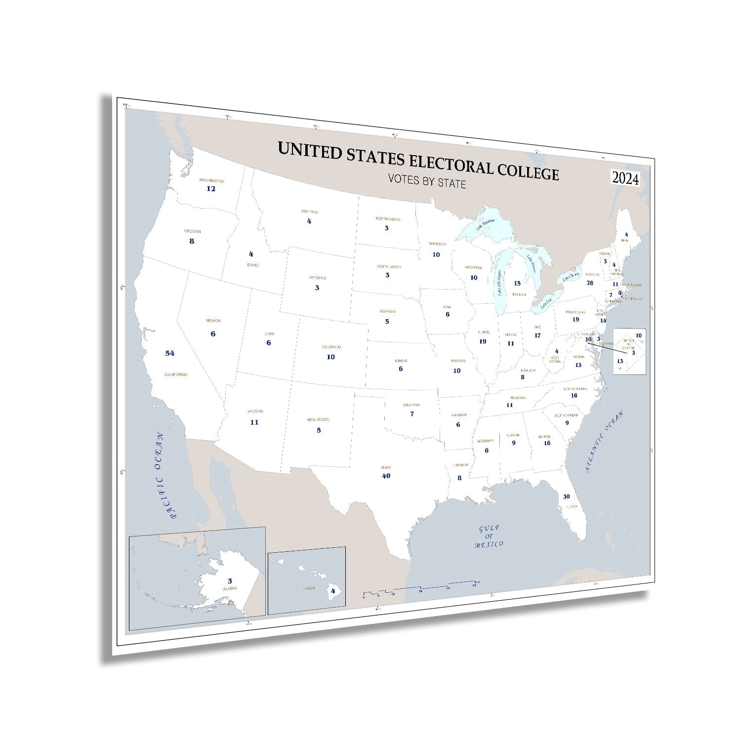 HISTORIX USA 2024 Updated American Electoral College Votes Map, High ...