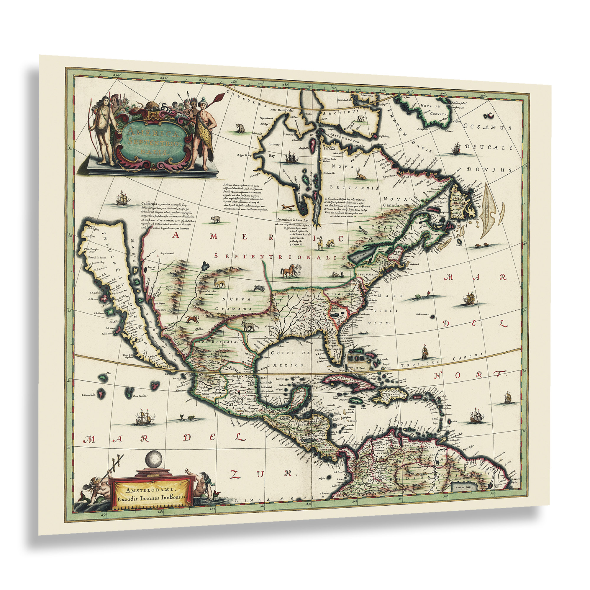 HISTORIX Vintage 1652 North America Map Poster - Old Map Print of ...