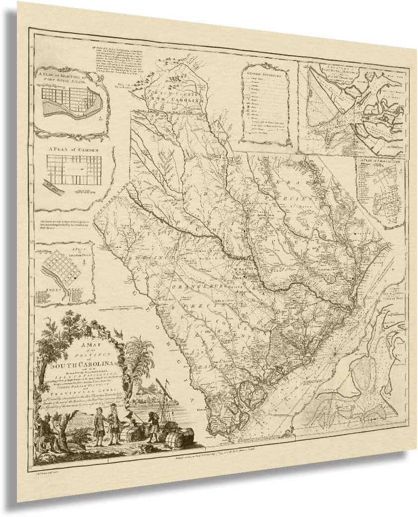 HISTORIX Vintage 1773 Map of South Carolina - 24x24 Inch Vintage Map ...