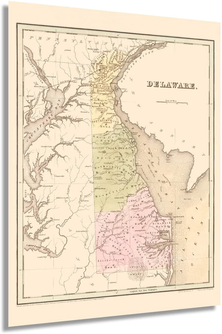 HISTORIX Vintage 1838 Delaware State Map - 18x24 Inch Vintage Map of ...