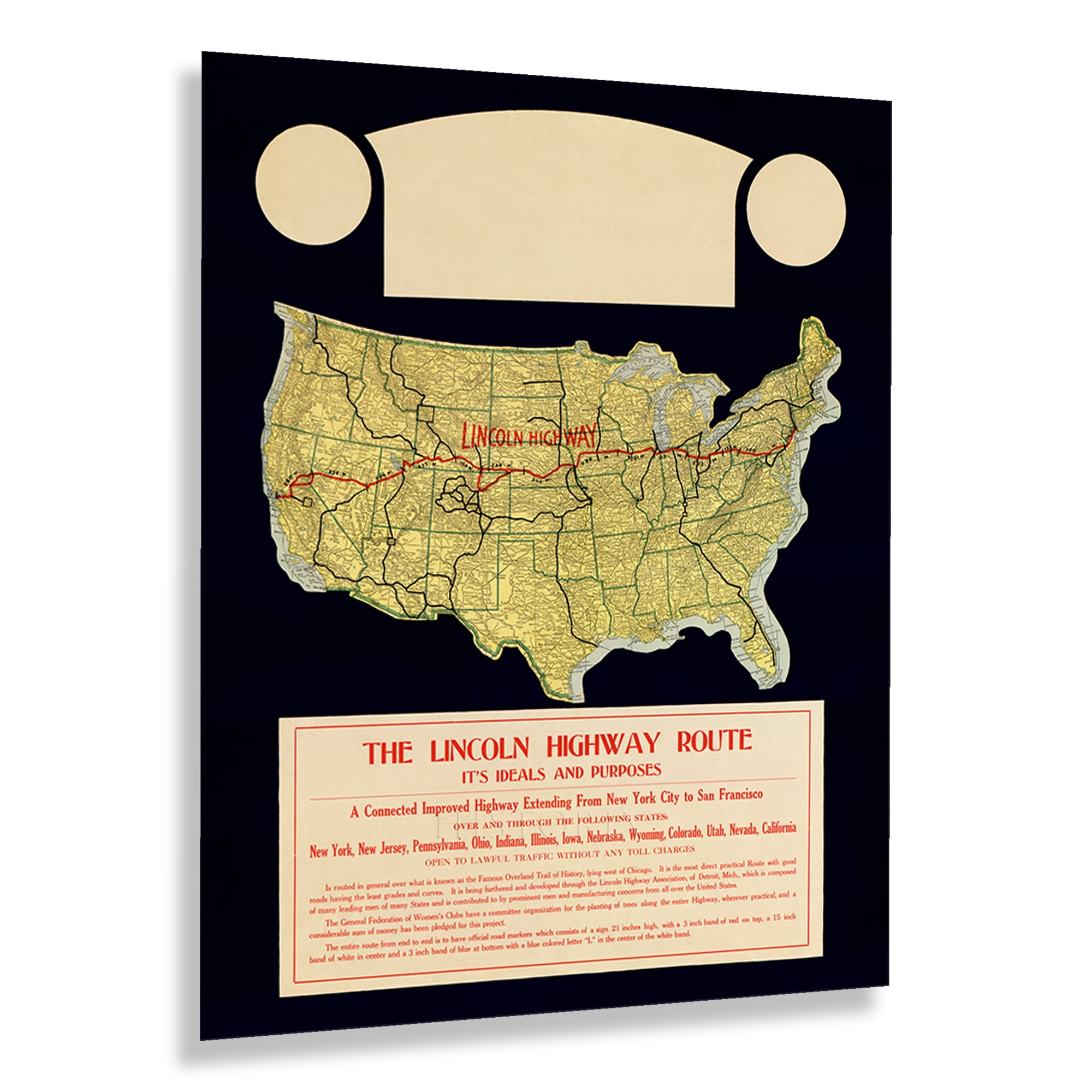 HISTORIX Vintage 1914 Lincoln Highway Map Poster - Vintage Map Print of ...