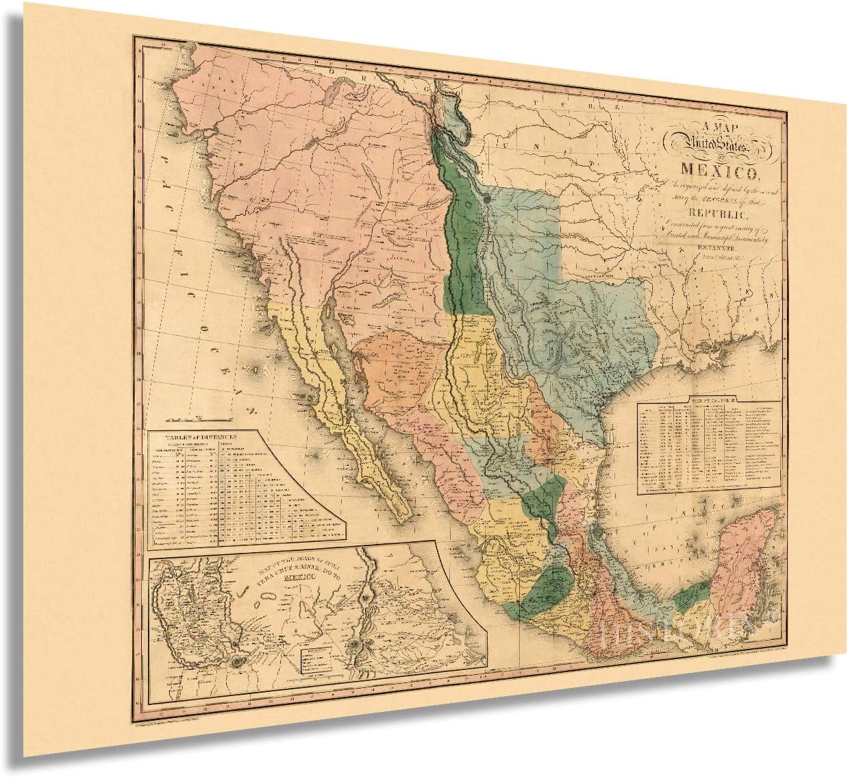 HISTORIX Vintage 1846 United States of Mexico Map Poster - 24x36 Inch ...