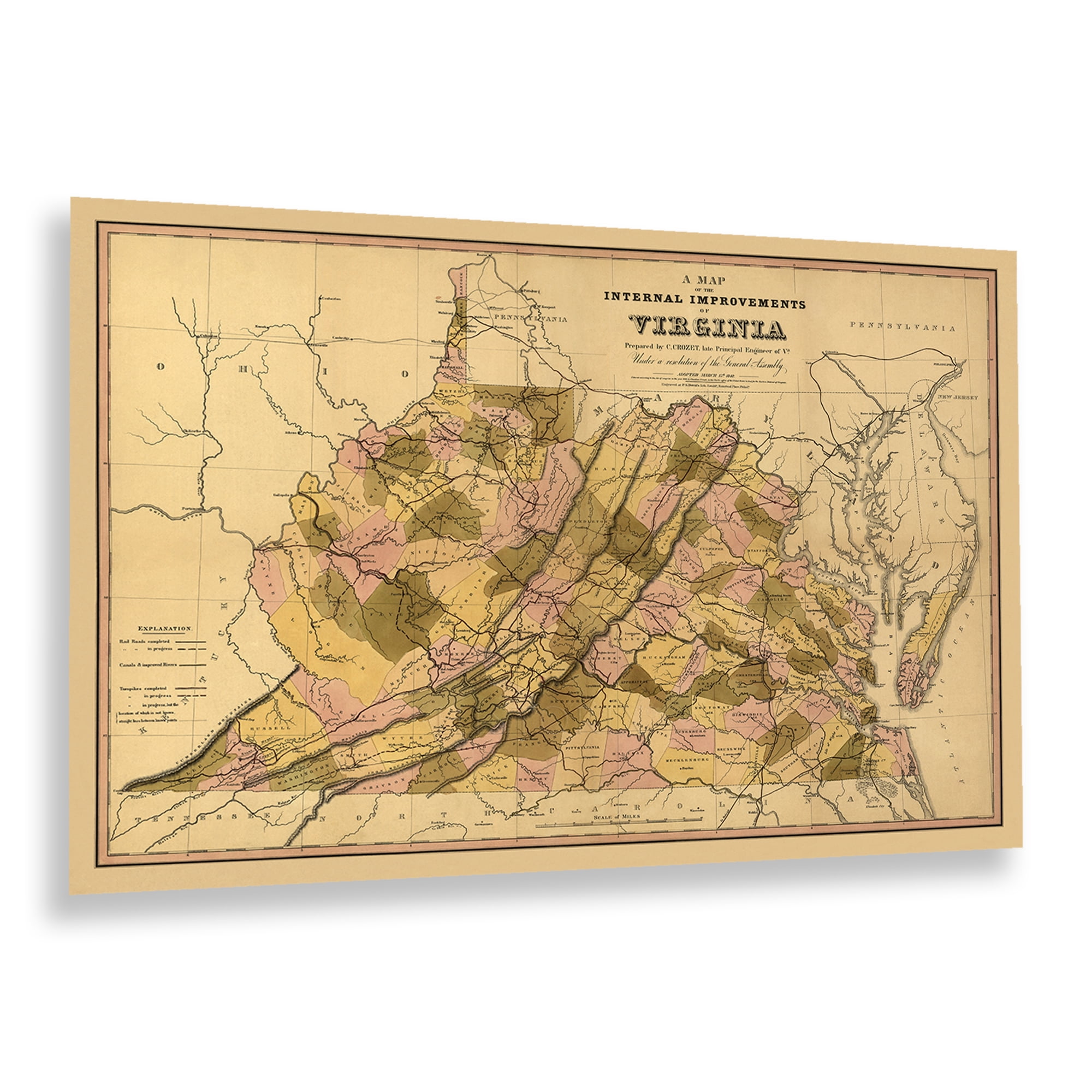 HISTORIX Vintage 1848 Virginia Map Print - Vintage Map of Virginia ...
