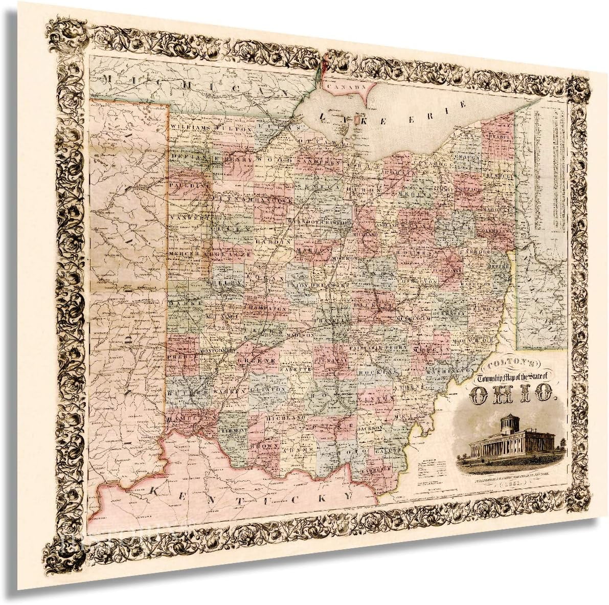 HISTORIX Vintage 1851 State of Ohio Map - 18x24 Inch Vintage Map ...