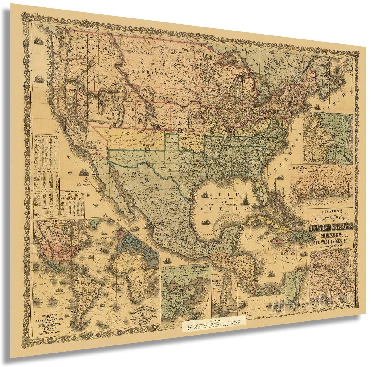 HISTORIX Vintage 1862 United States Railroad and Map - 18x24 Inch ...