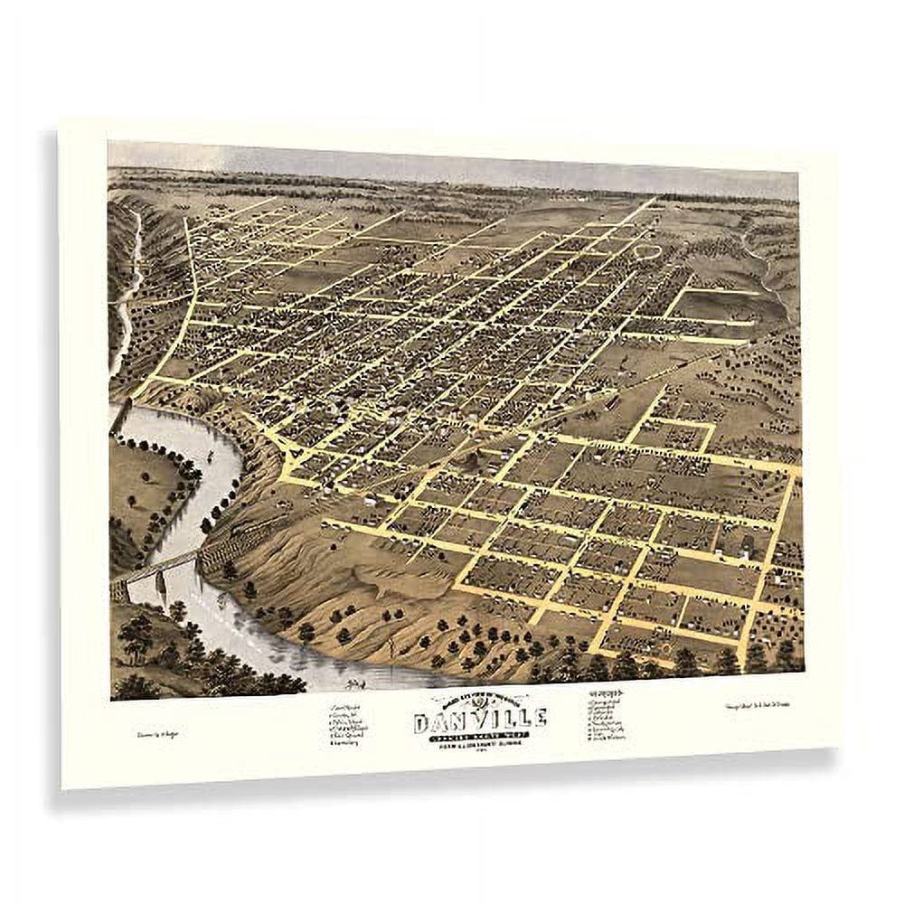 HISTORIX Vintage 1869 Danville Illinois Map Poster - 18x24 Inch ...