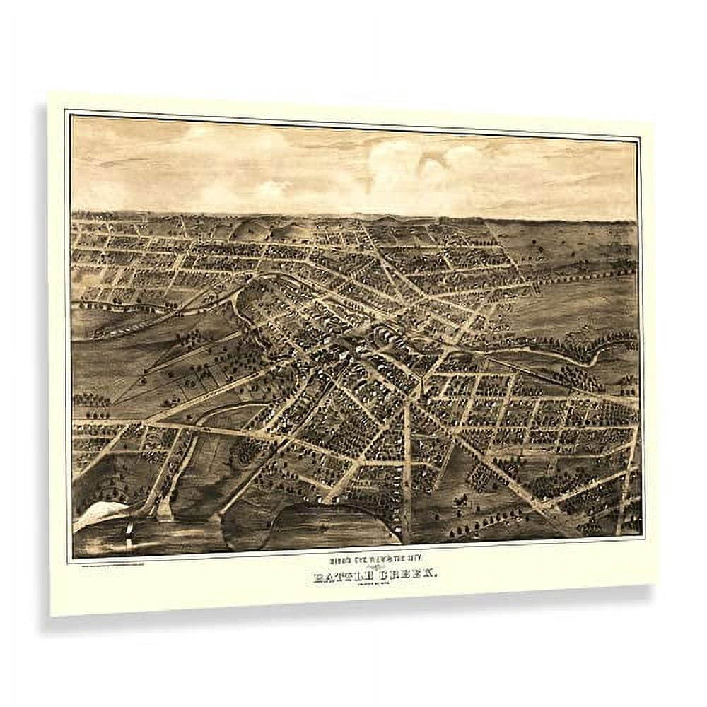 HISTORIX Vintage 1870 Battle Creek Michigan Map Poster - 18x24 Inch ...