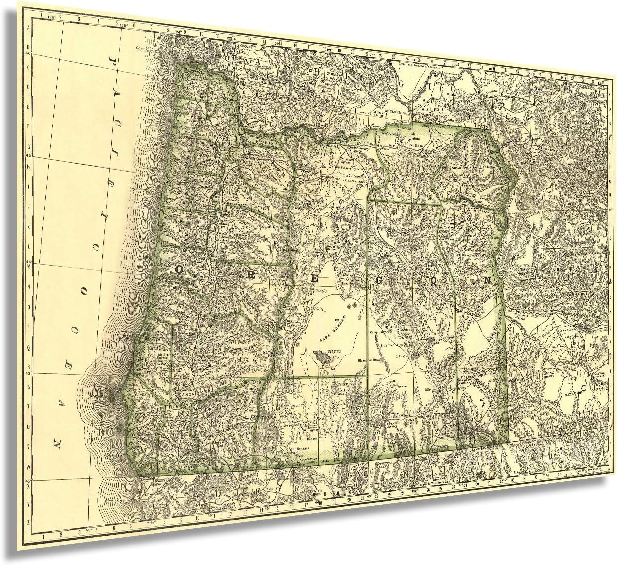 HISTORIX Vintage 1876 Map of Oregon - 16x24 Inch Vintage Map of Oregon ...