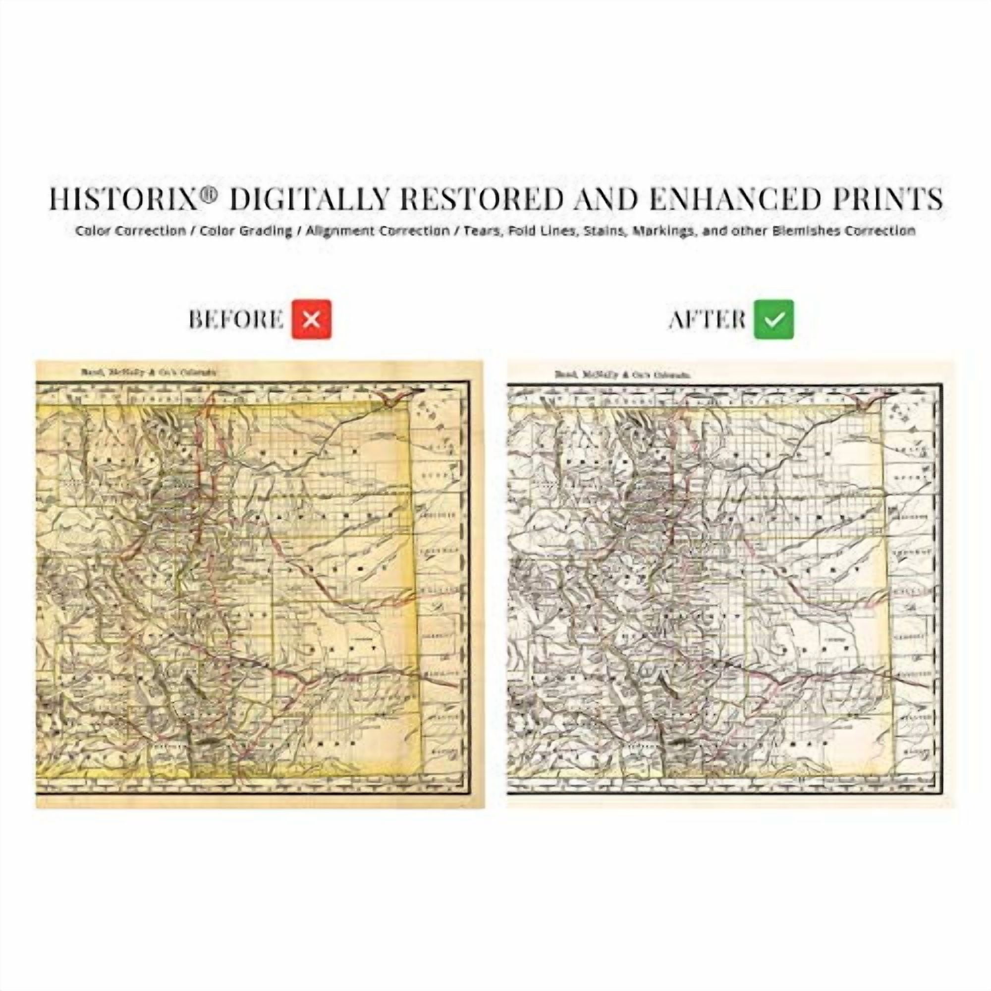 HISTORIX Vintage 1879 Colorado Map Poster - 18x24 Inch Vintage Colorado ...