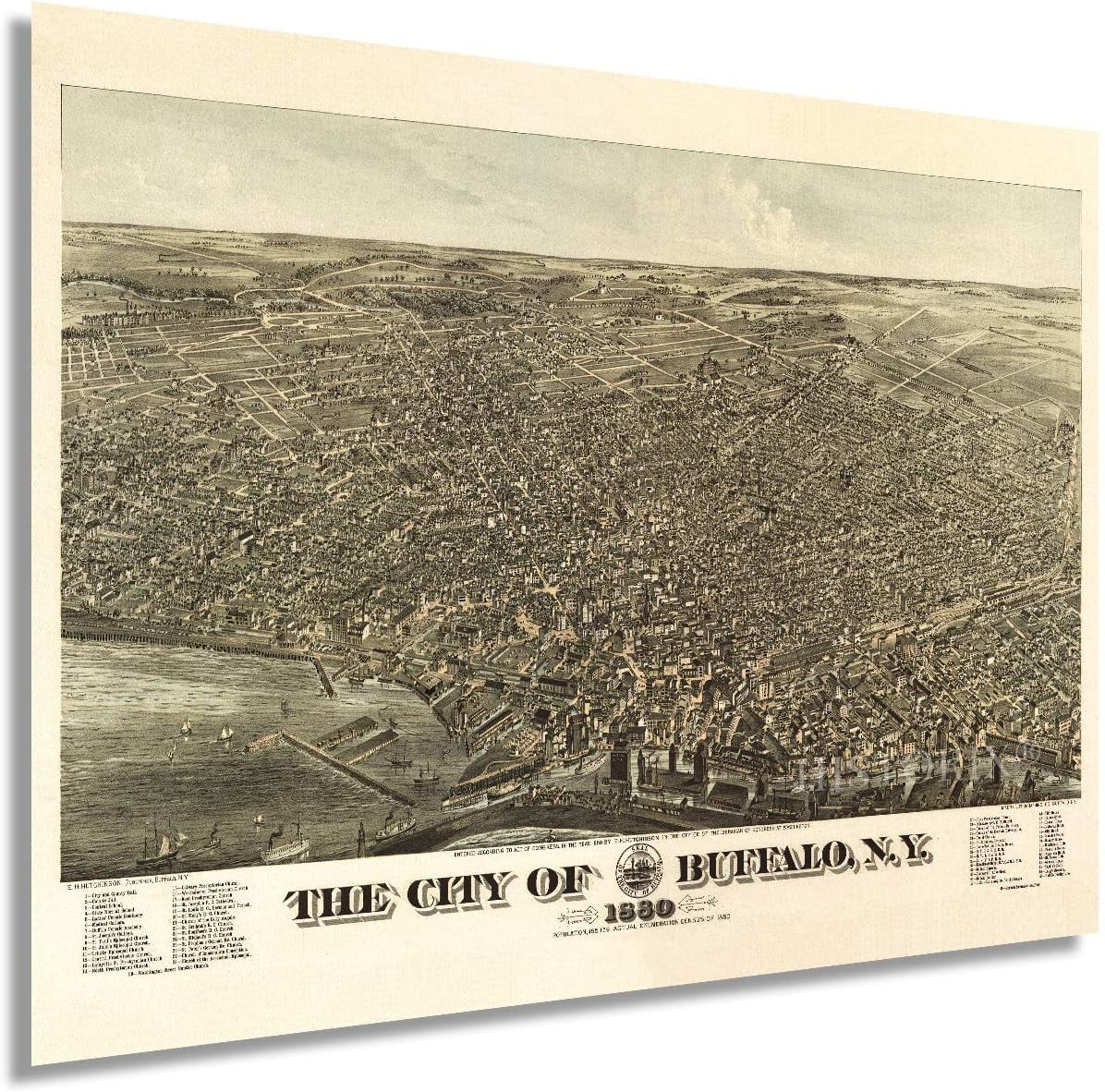 HISTORIX Vintage 1880 Buffalo New York Poster Map - 18x24 Inch Vintage ...