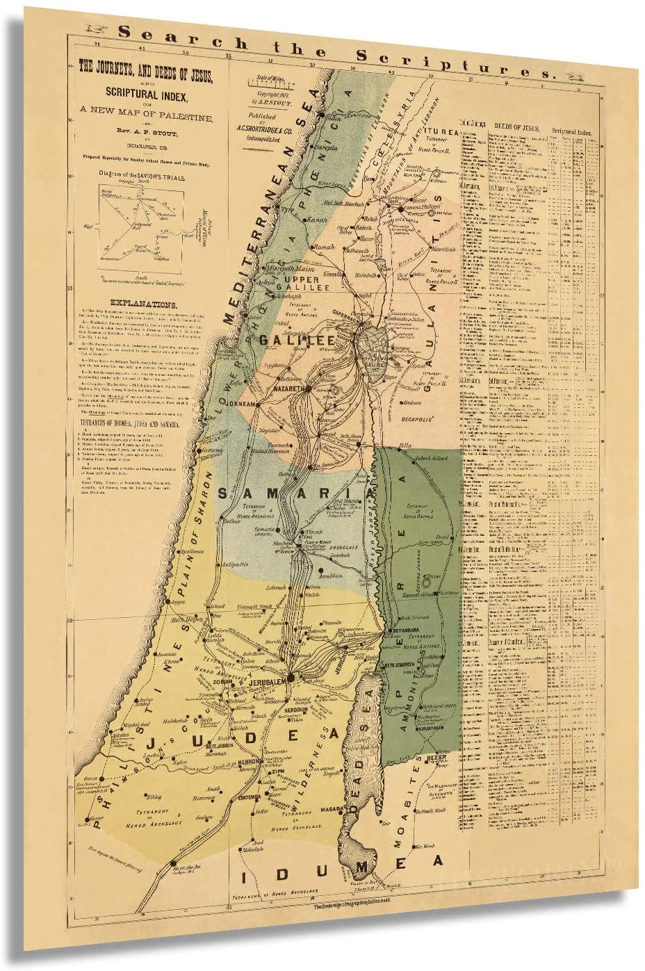 HISTORIX Vintage 1881 The Journeys and Deeds of Map – 18x24 Inch ...
