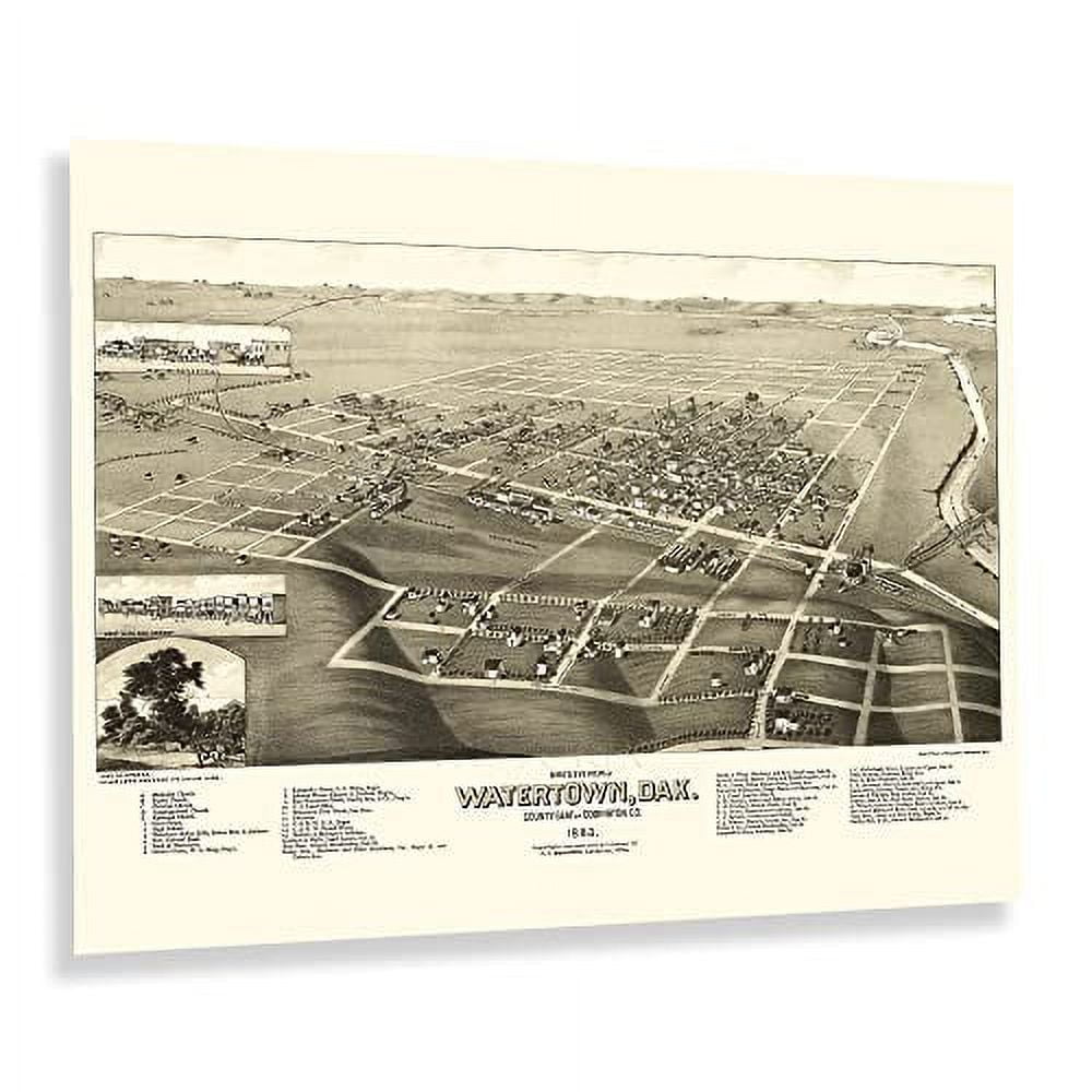 HISTORIX Vintage 1883 Watertown South Dakota Map Poster - 18x24 Inch ...
