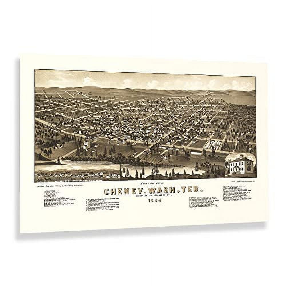 HISTORIX Vintage 1884 Cheney Washington Map Poster - 24 x 36 Inch Old ...