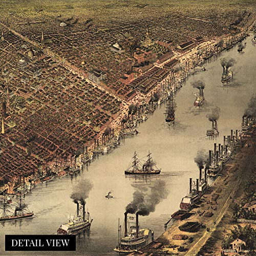 HISTORIX Vintage 1885 New Orleans Louisiana Map – 24x36 Inch Wall Art ...