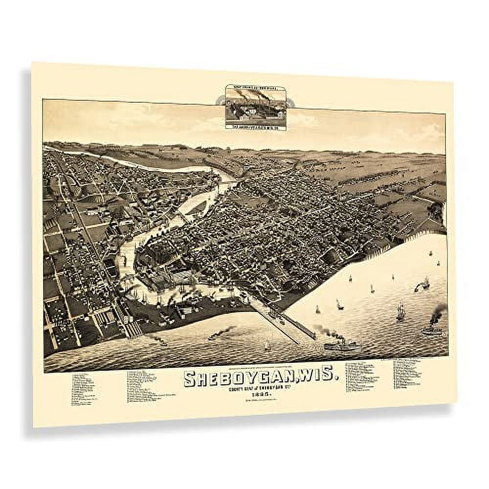 HISTORIX Vintage 1885 Sheboygan City Wisconsin Map Poster - 18x24 Inch ...