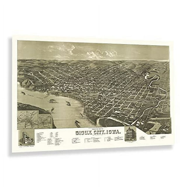 HISTORIX Vintage 1888 Sioux City Iowa Map Poster - 24x36 Inch Old ...