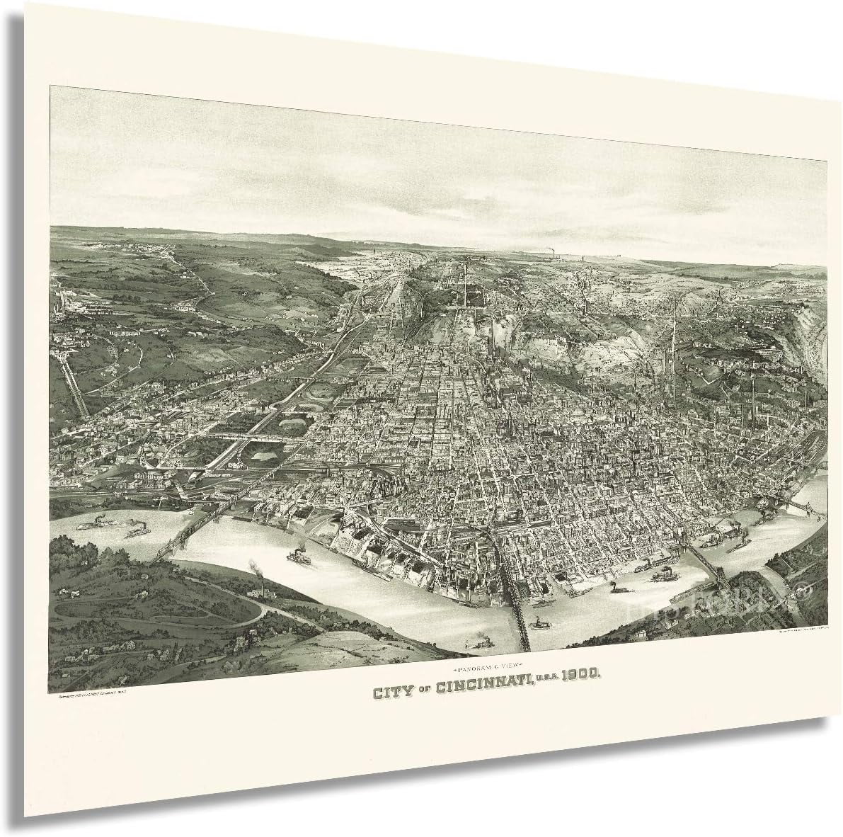 HISTORIX Vintage 1900 Cincinnati Ohio Map - 18x24 Inch Vintage Map of ...