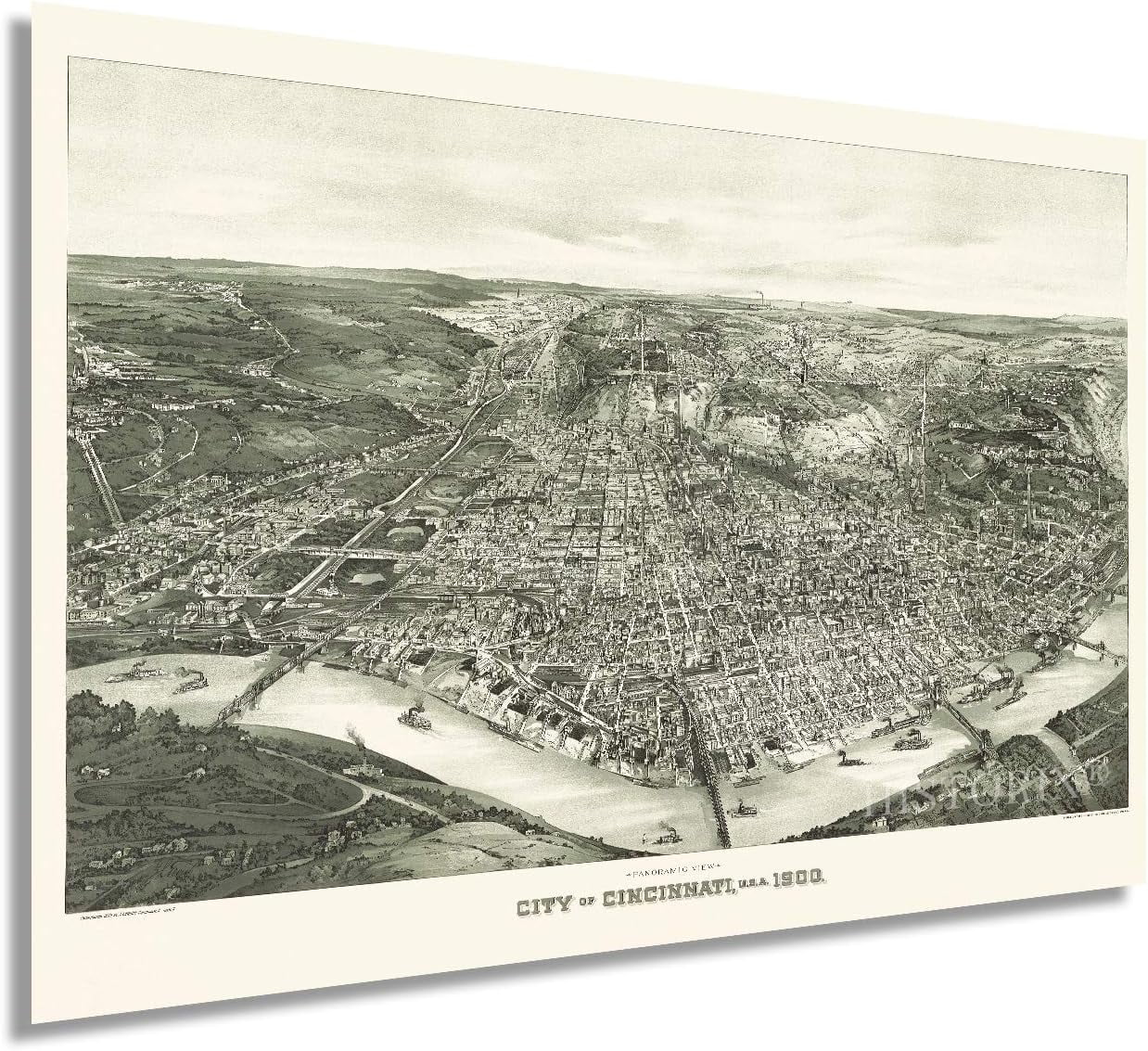 HISTORIX Vintage 1900 Cincinnati Ohio Map - 24x36 Inch Vintage Map of ...