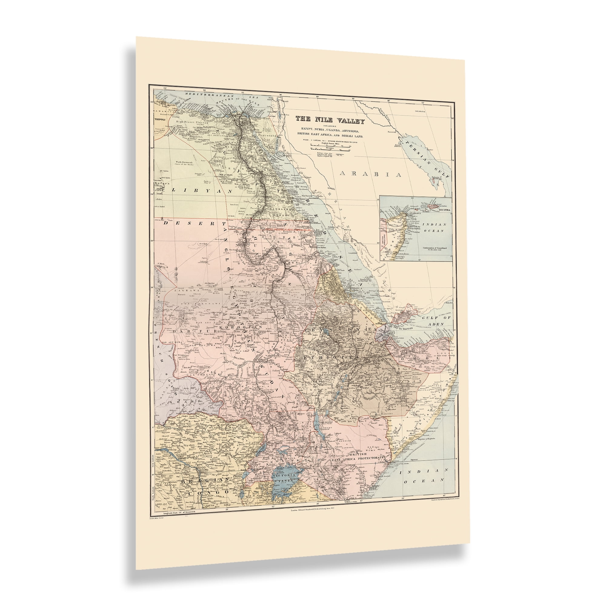 HISTORIX Vintage 1910 The Nile Valley Map Print - Nile Valley Map ...