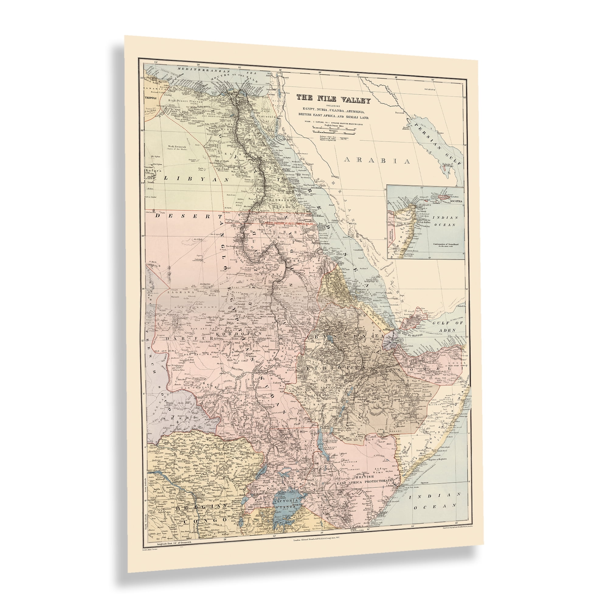 HISTORIX Vintage 1910 The Nile Valley Map Print - Nile Valley Map ...