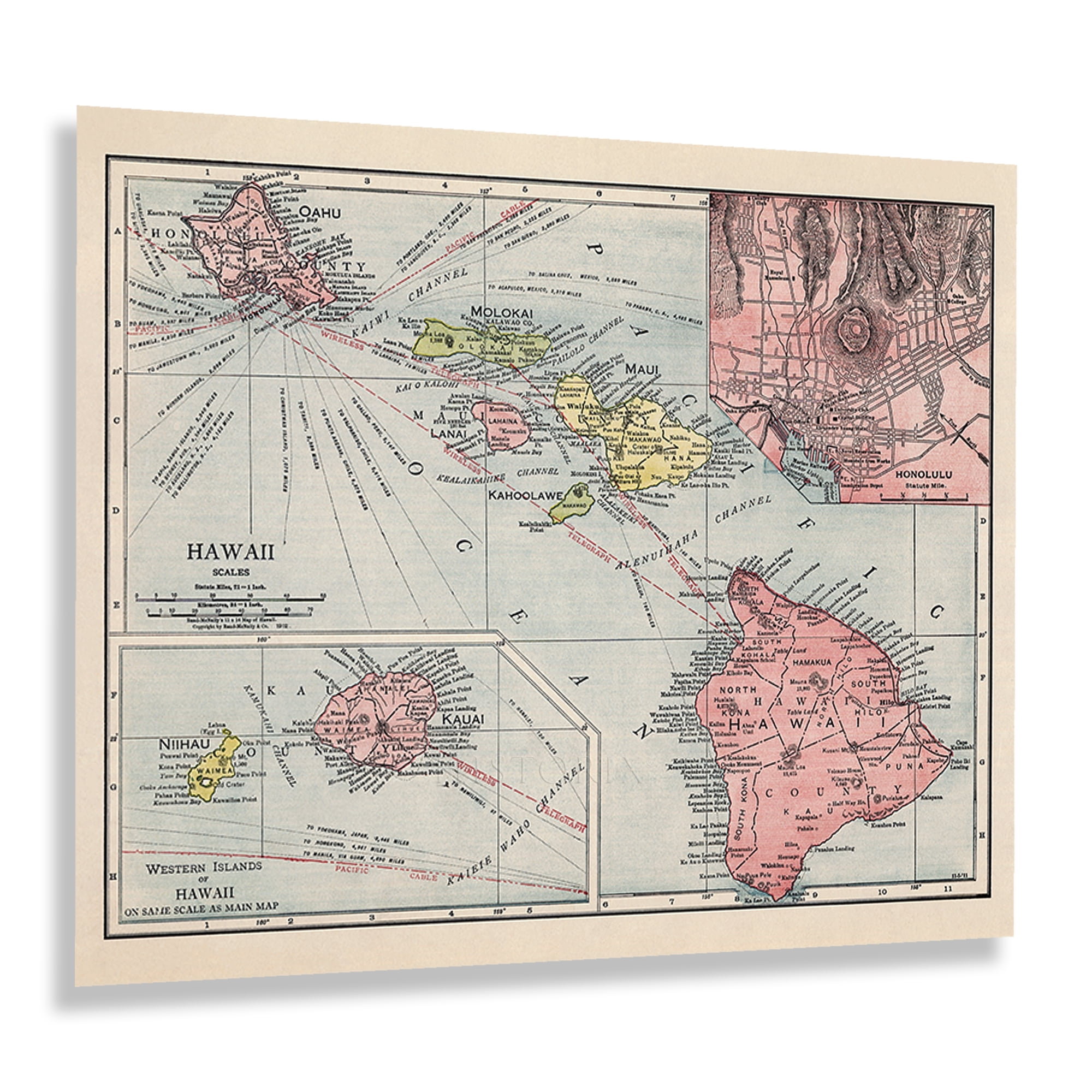 HISTORIX Vintage 1912 Map of Hawaii Poster Print - Vintage Hawaii ...