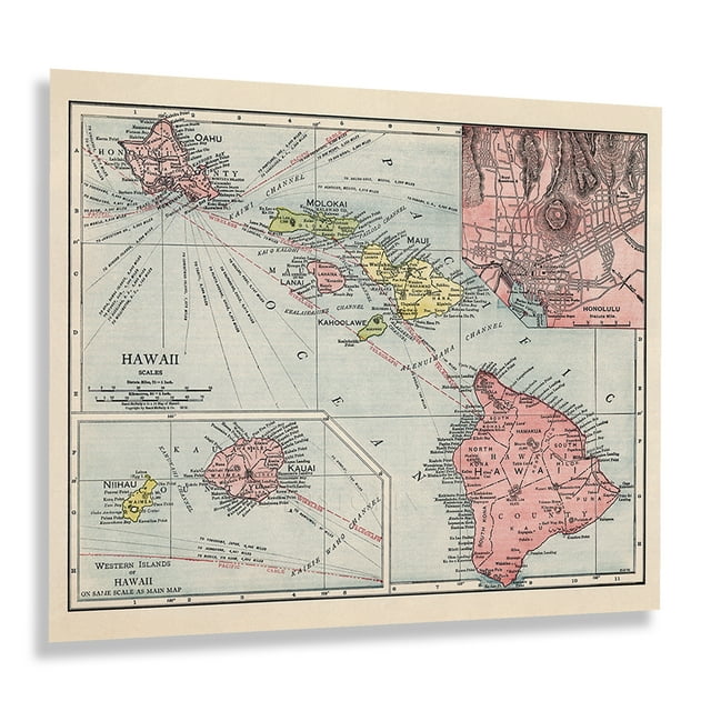 HISTORIX Vintage 1912 Map of Hawaii Poster Print - Vintage Hawaii ...