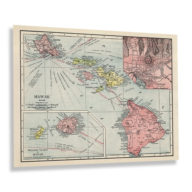 HISTORIX Vintage 1912 Map of Hawaii Poster Print - Vintage Hawaii ...