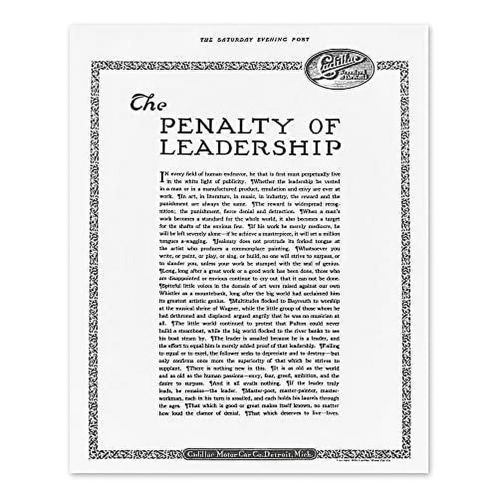 HISTORIX Vintage 1914 The Penalty of Leadership Photo Print - 16x20 ...