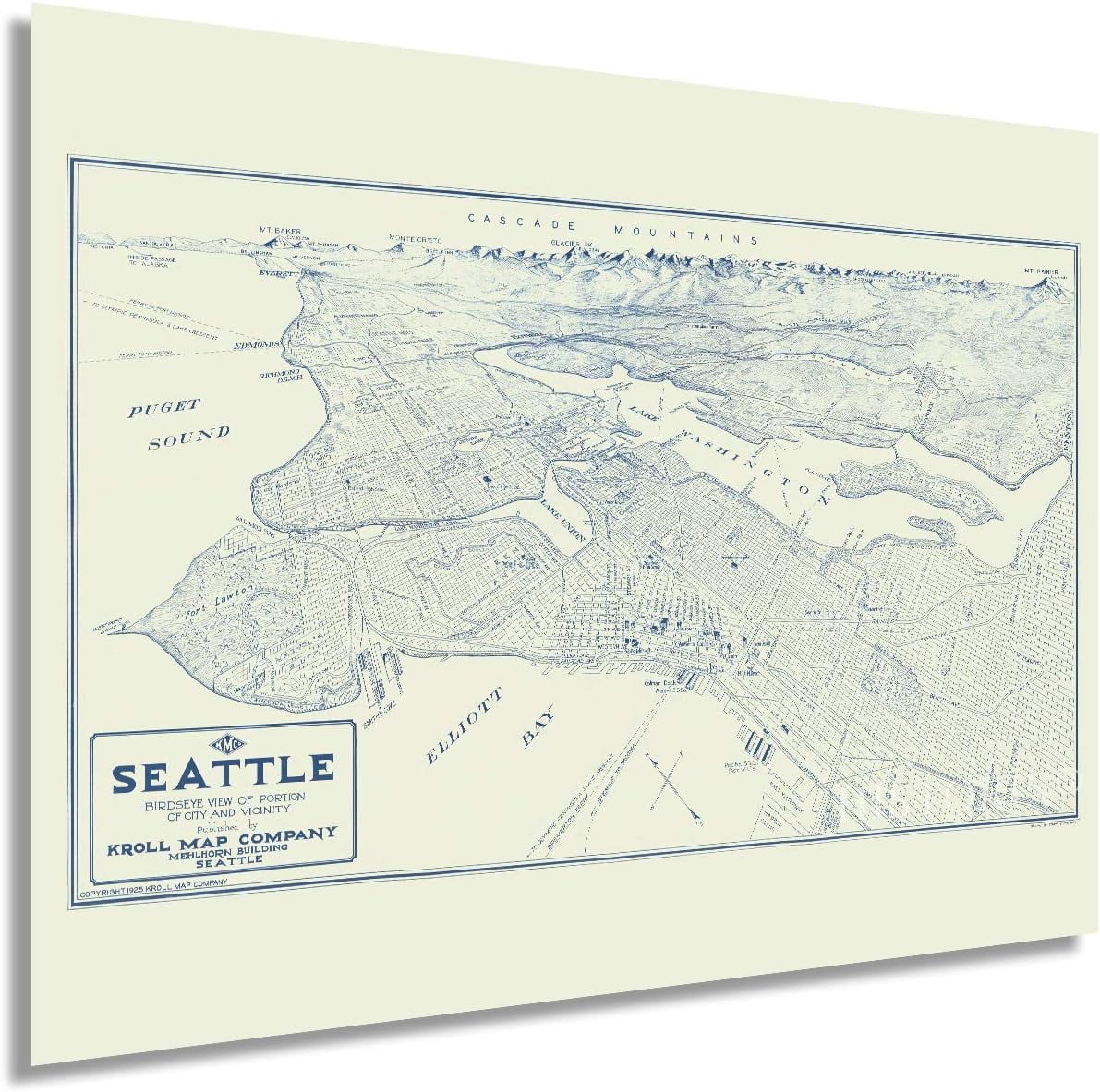 HISTORIX Vintage 1925 Map of Seattle Washington - 18x24 Inch Vintage Map of Seattle Wall Art ...