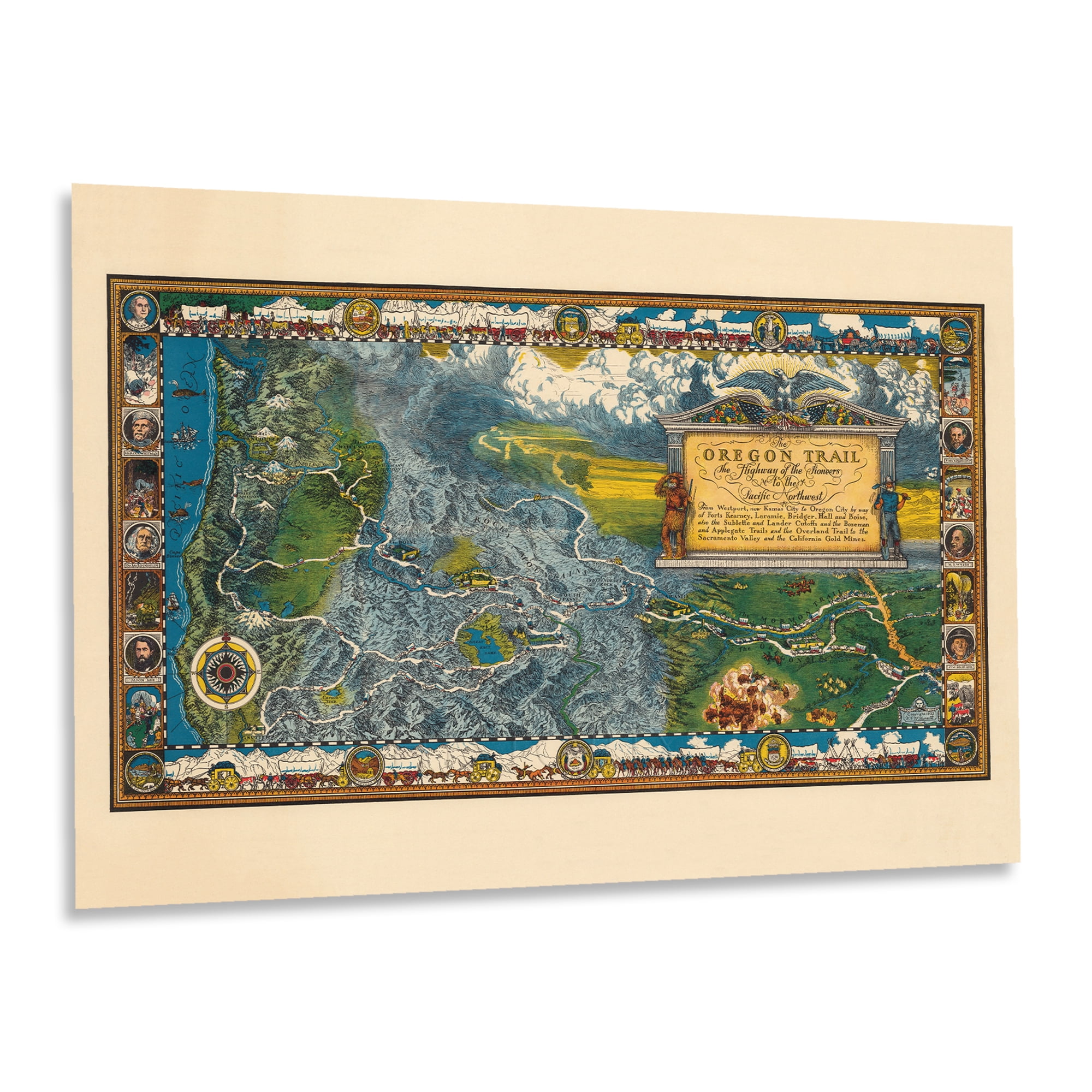 HISTORIX Vintage 1932 Oregon Trail Map Poster - Vintage Map of The ...