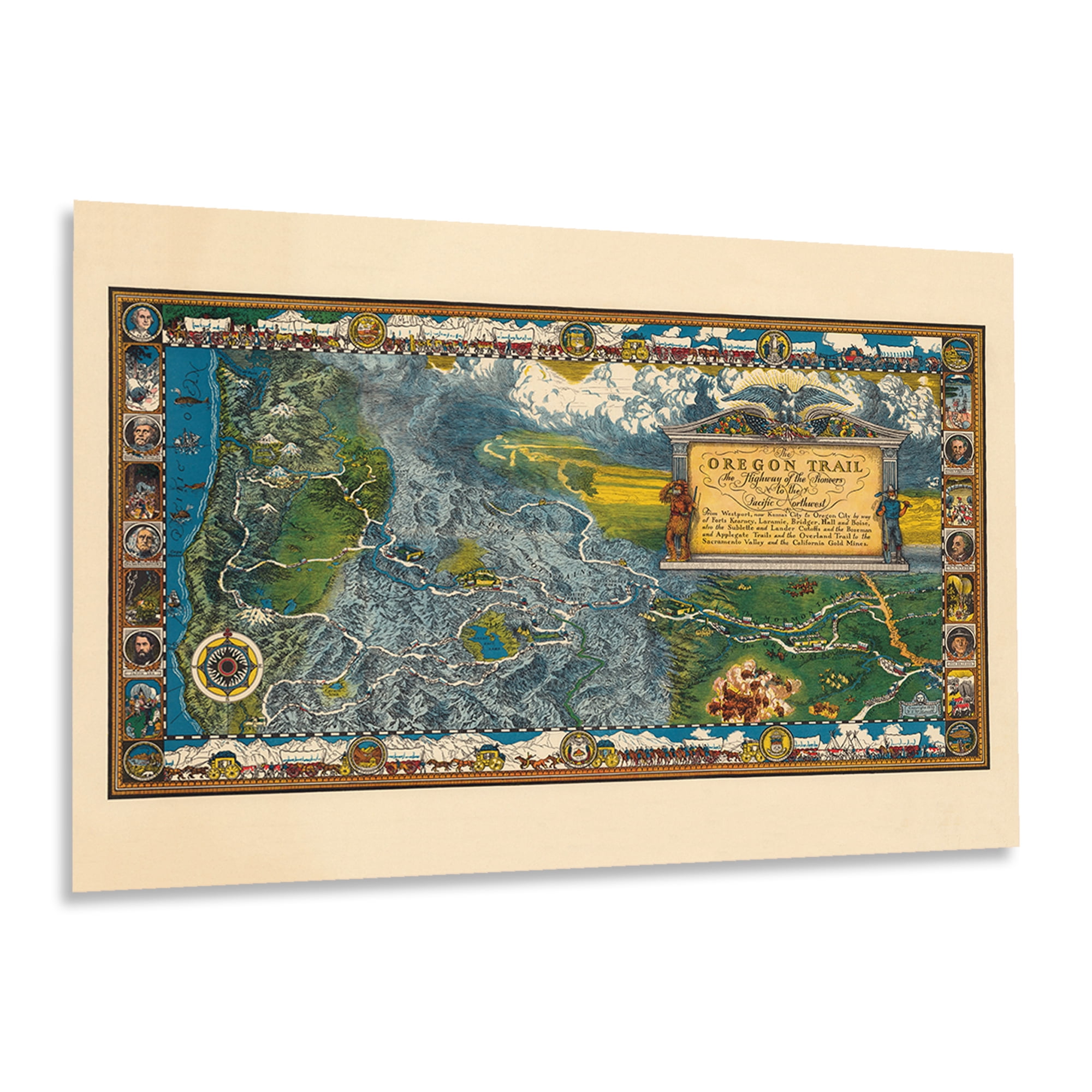 HISTORIX Vintage 1932 Oregon Trail Map Poster - Vintage Map of The ...