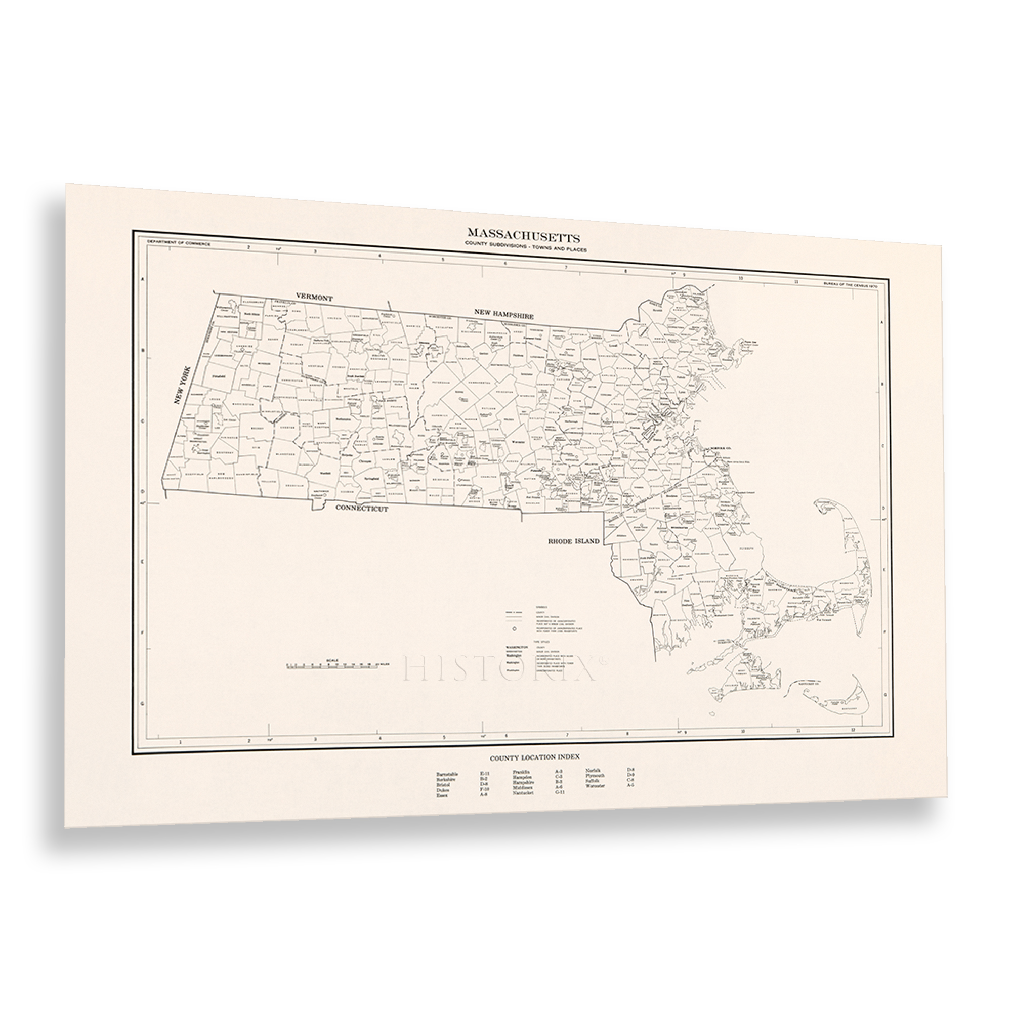 HISTORIX Vintage 1970 Massachusetts Map Print - Old Map of ...