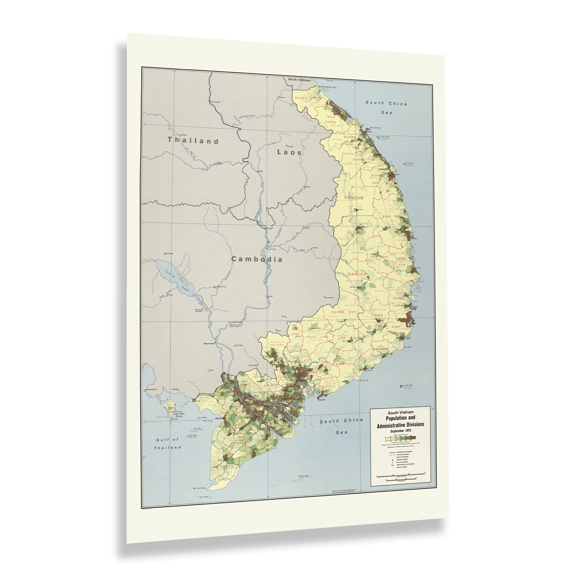 HISTORIX Vintage 1973 South Vietnam Map Poster - Vintage Map of South Vietnam Population ...