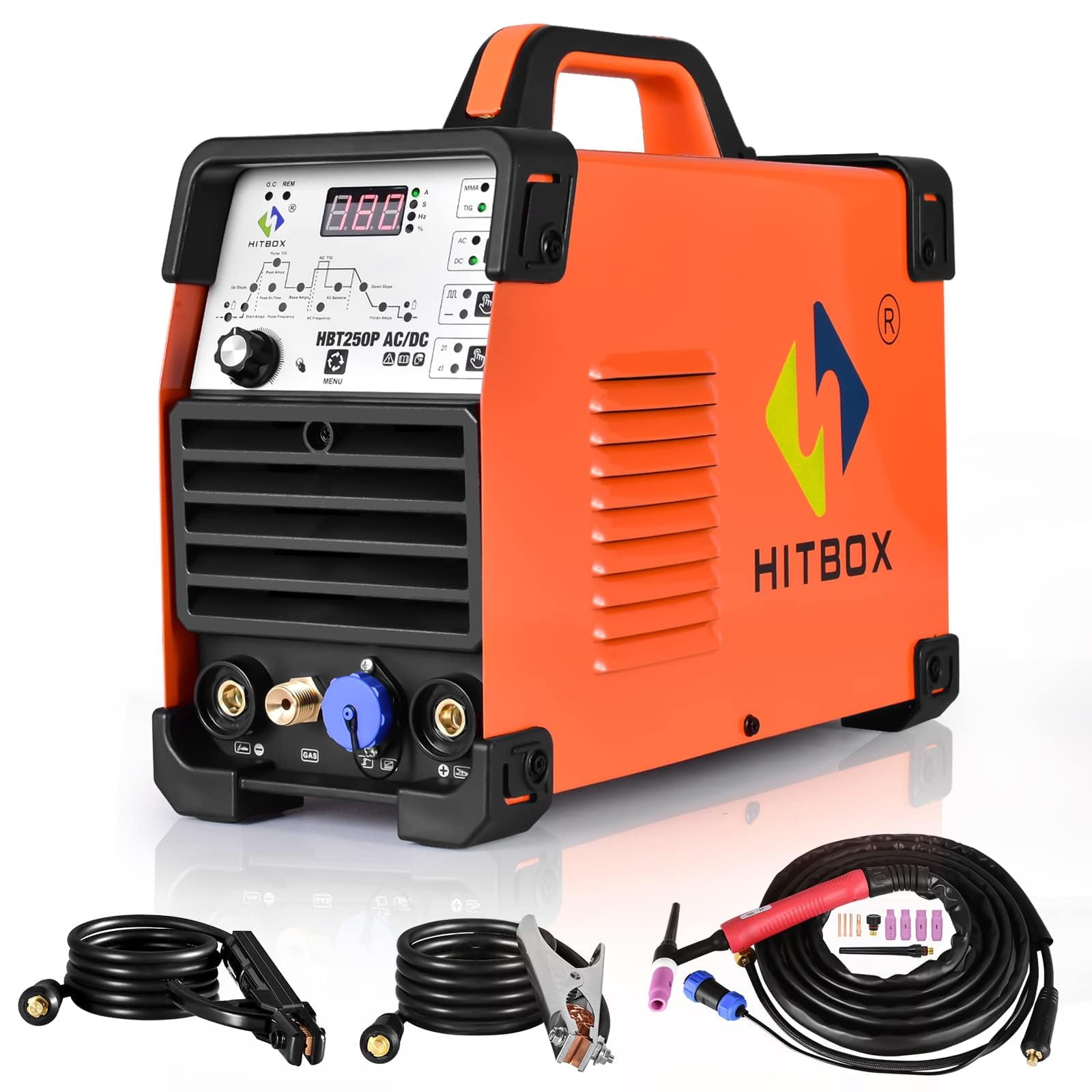HITBOX 200A AC/DC Aluminum Tig Welder with Pulse, IGBT 2T/4T Digital Inverter STICK/TIG 220V TIG ...
