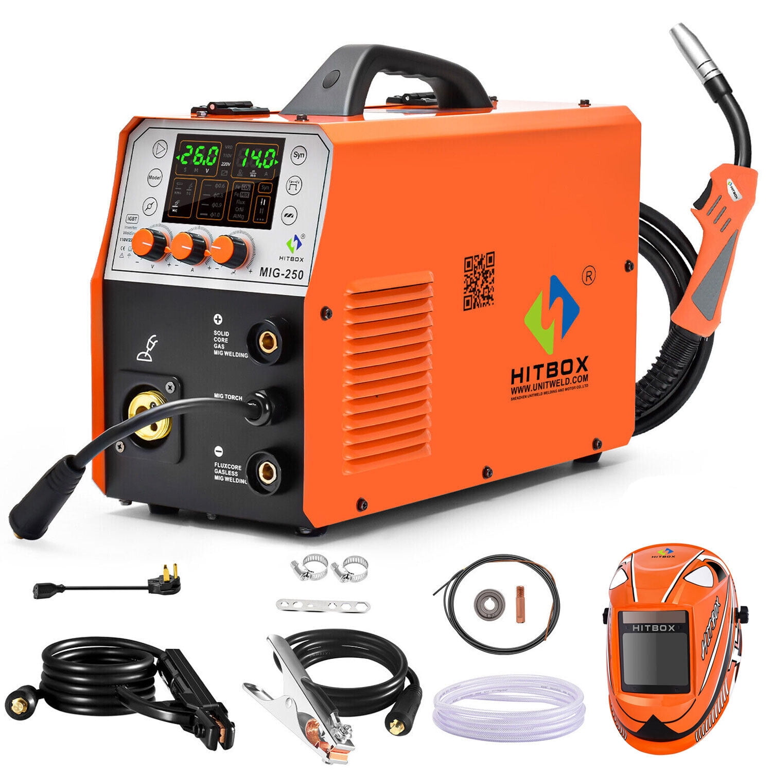 HITBOX Aluminum MIG Welder Gas/Gasless 250A TIG ARC Welding Machine W ...