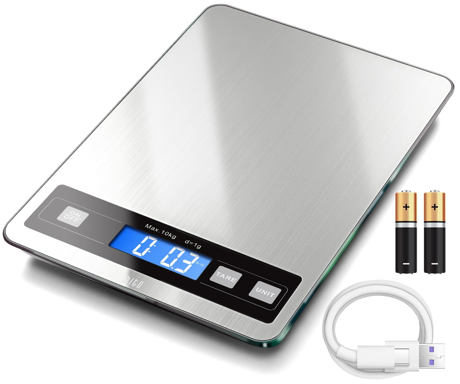 HITO 22lb Digital Kitchen Scale & 10" Silent Wall Clock Bundle – Ultra ...