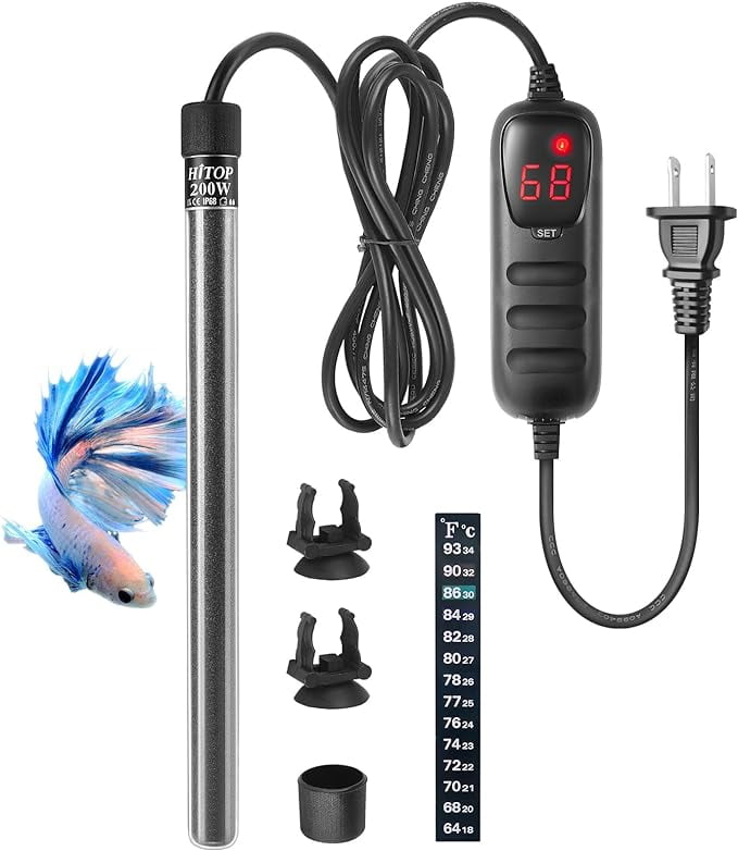 HITOP Mini Submersible Aquarium Heater - 200W Digital Heater for Fish ...