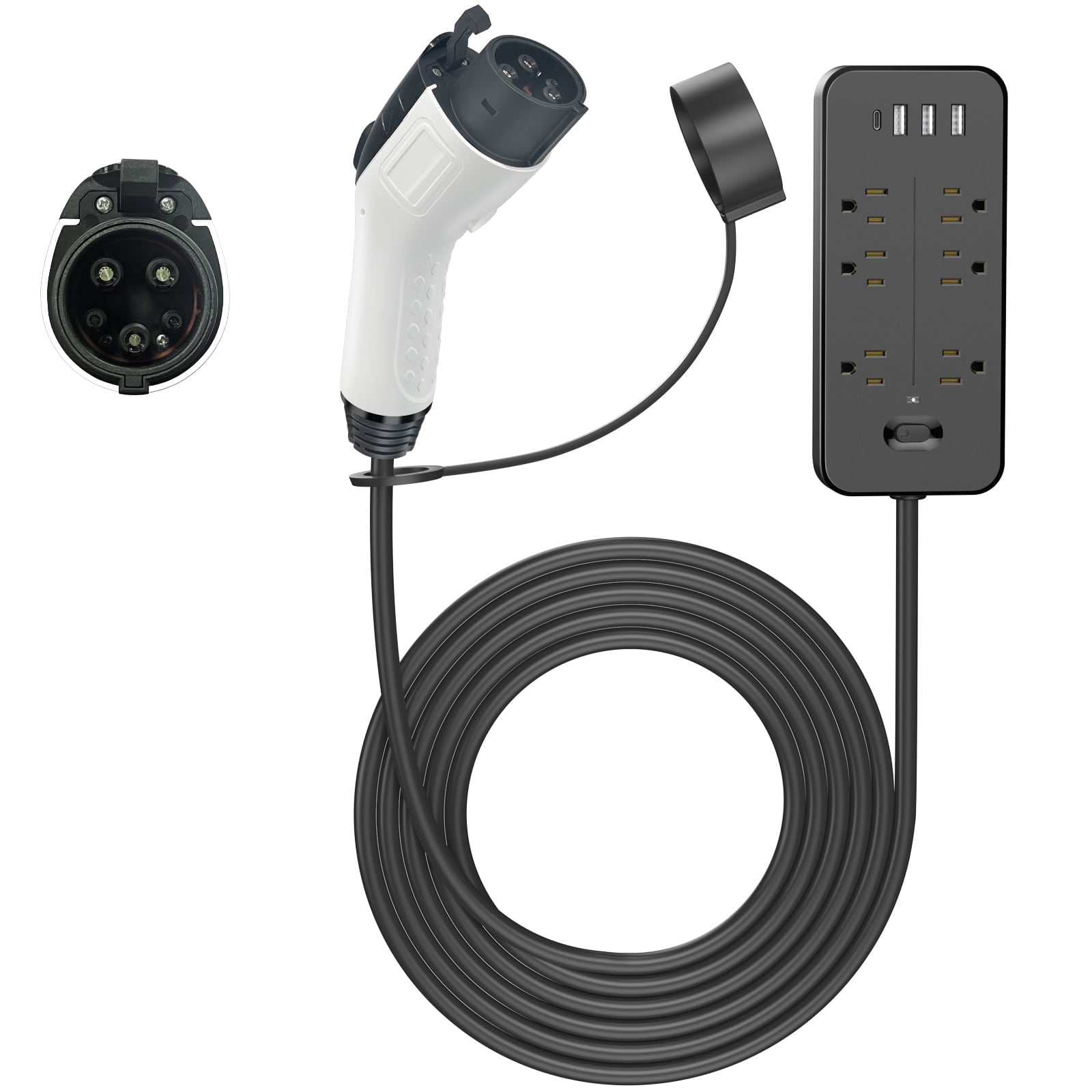 HITRENDS EV charger, V2L Adapter, 16.4ft Power Strip 6 Outlet 4 USB ...