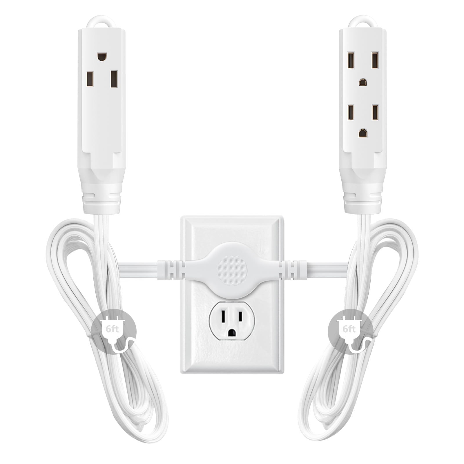 HITRENDS Twin Extension Cord with 12ft - 6ft with 3 Outlet Each Side ...