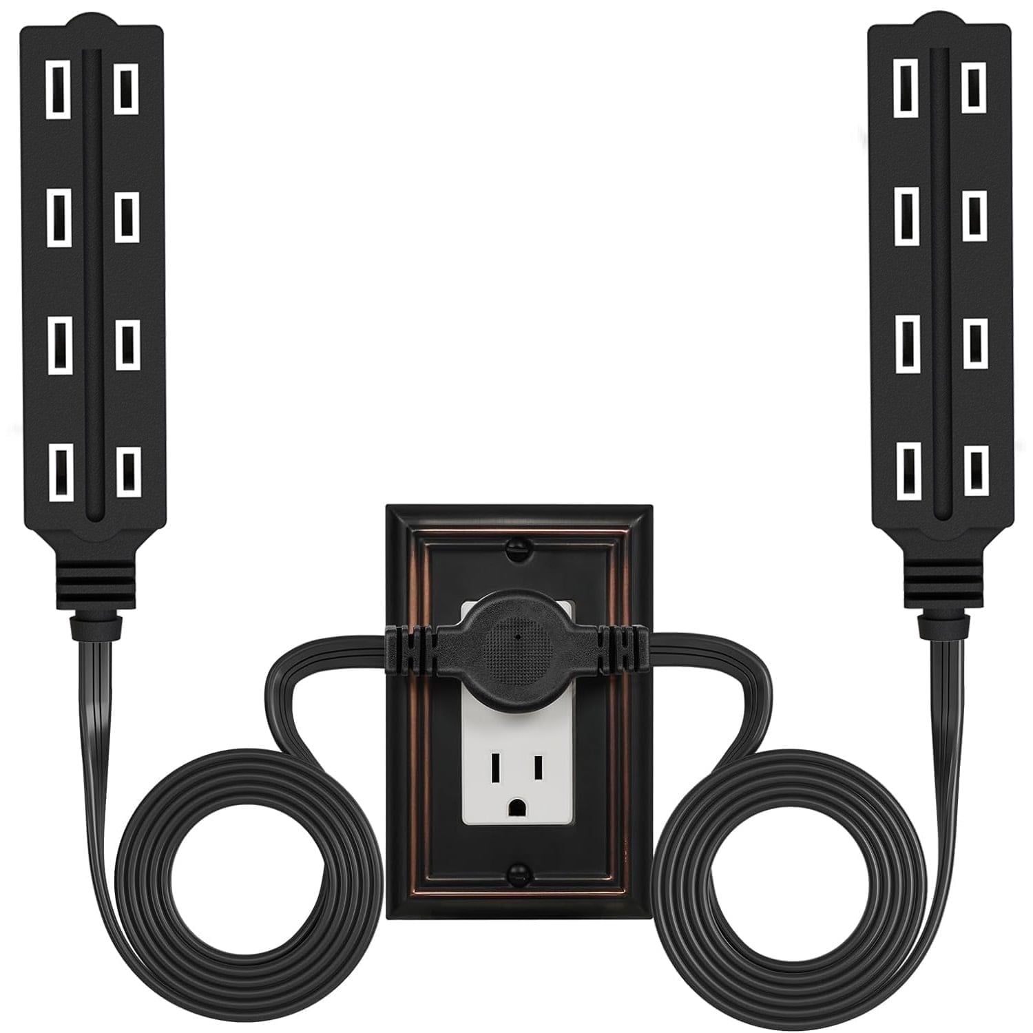 HITRENDS Twin Extension Cord 12ft - 6ft Each Side, 8 Outlet (2-prong ...