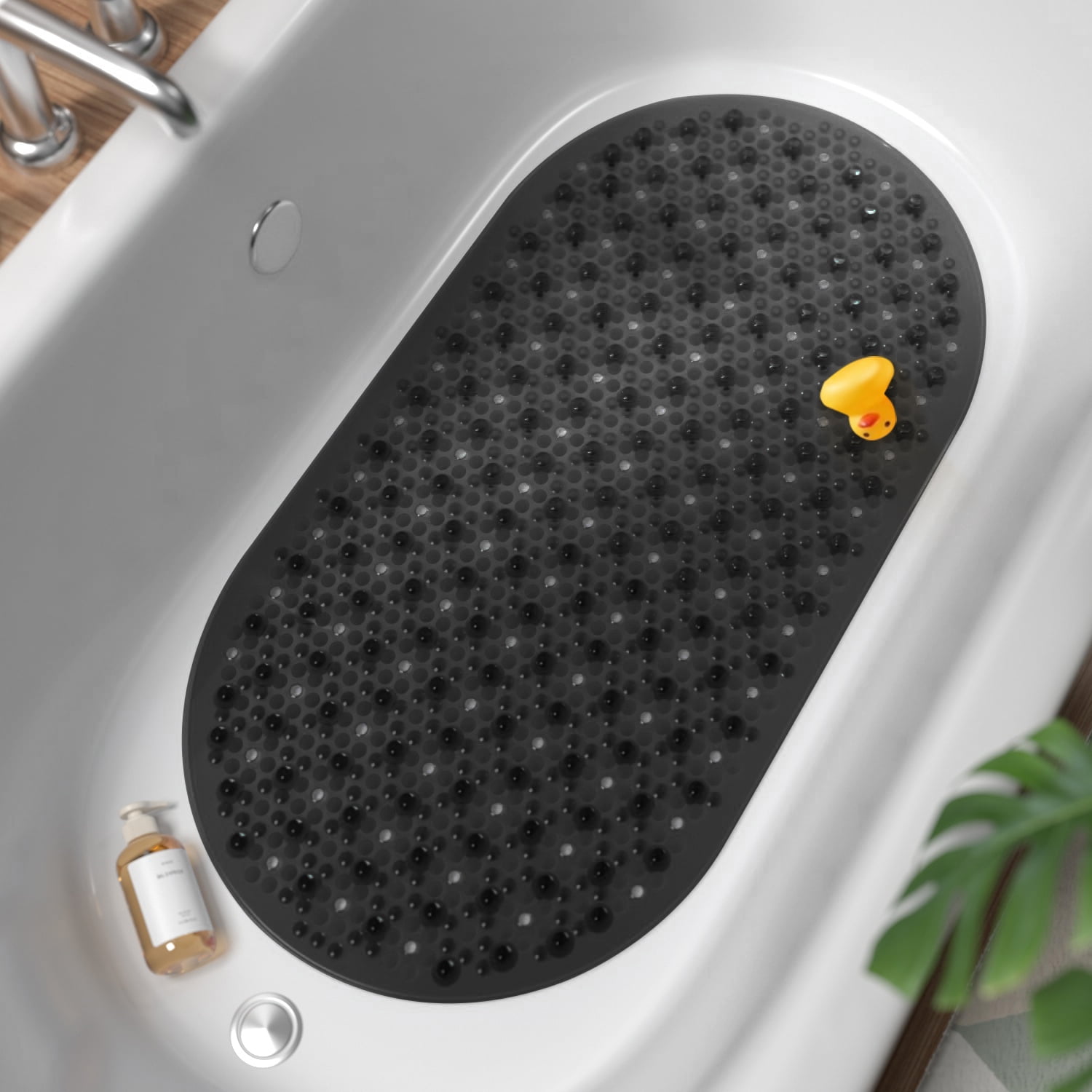 HITSLAM Bath Mat for Tub Non Slip,Oval Bath Mats with Suction Cups and ...