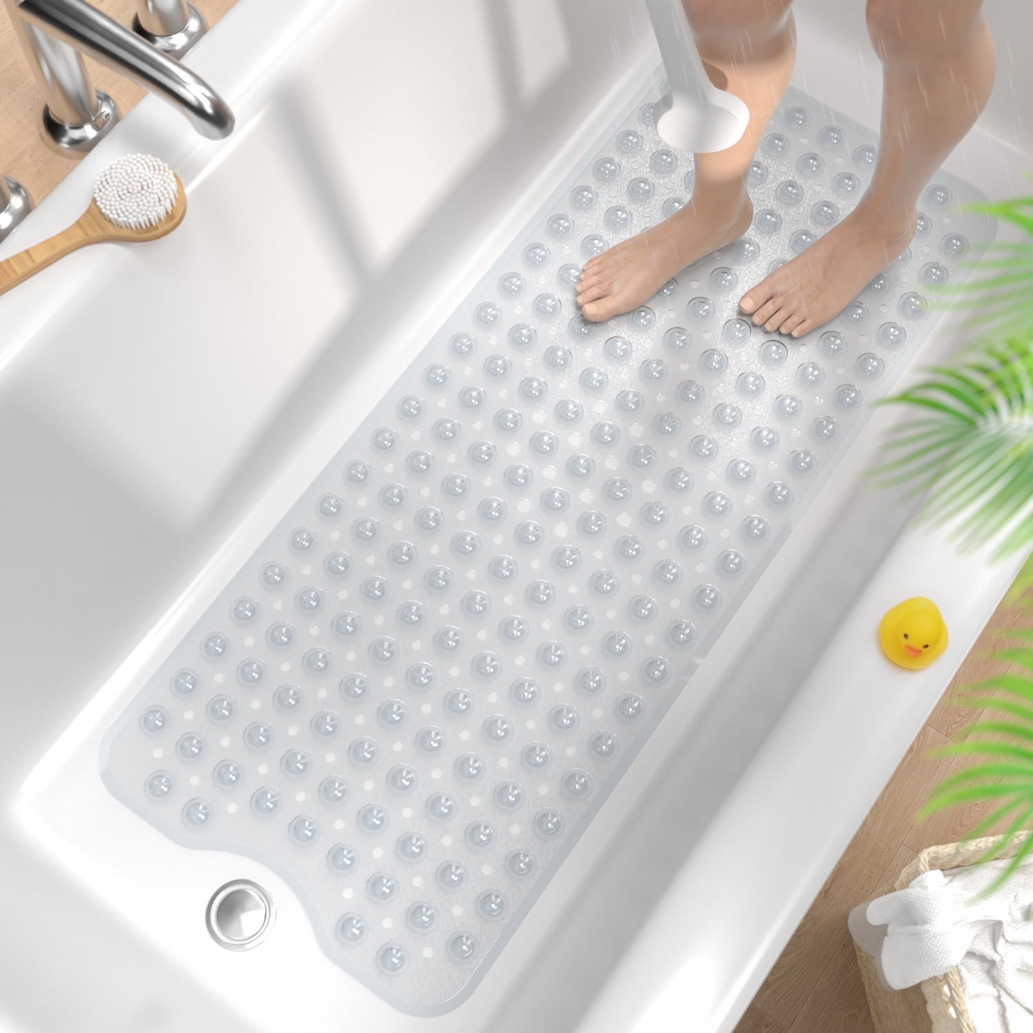 Conlun Extra Long Bathtub Mat 40x16 Inch with Drain Holes and Suction ...