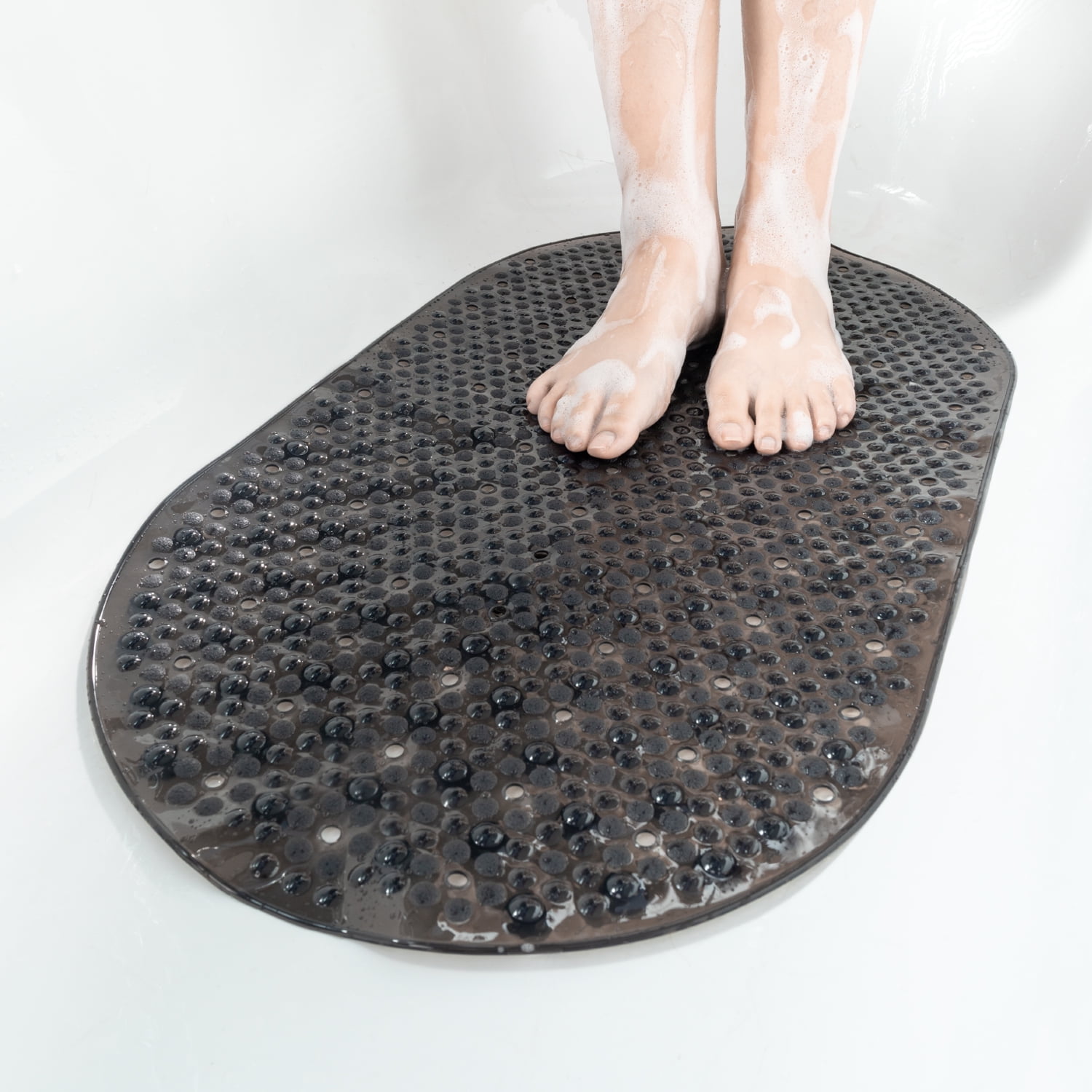 HITSLAM Oval Bathtub Mat Non Slip, 27x15 Inch Bubble Bath Tub Mat for ...