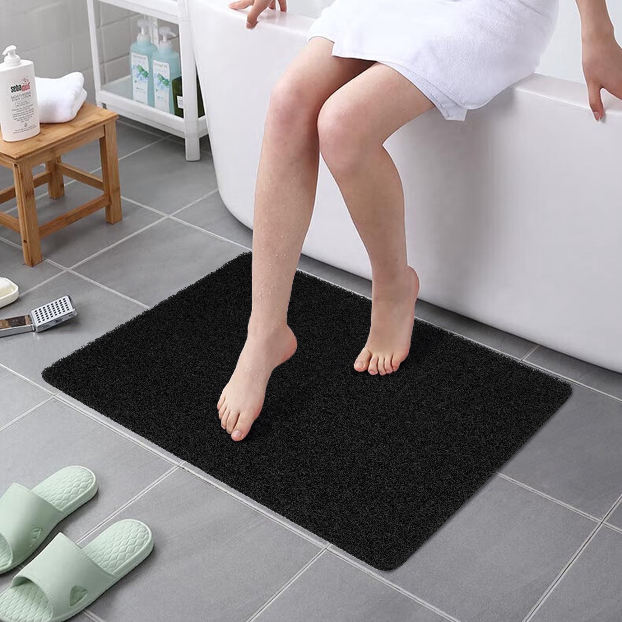 HITSLAM Shower mat Non Slip,24 x 32 Bathtub Mat Non Slip with Drain ...