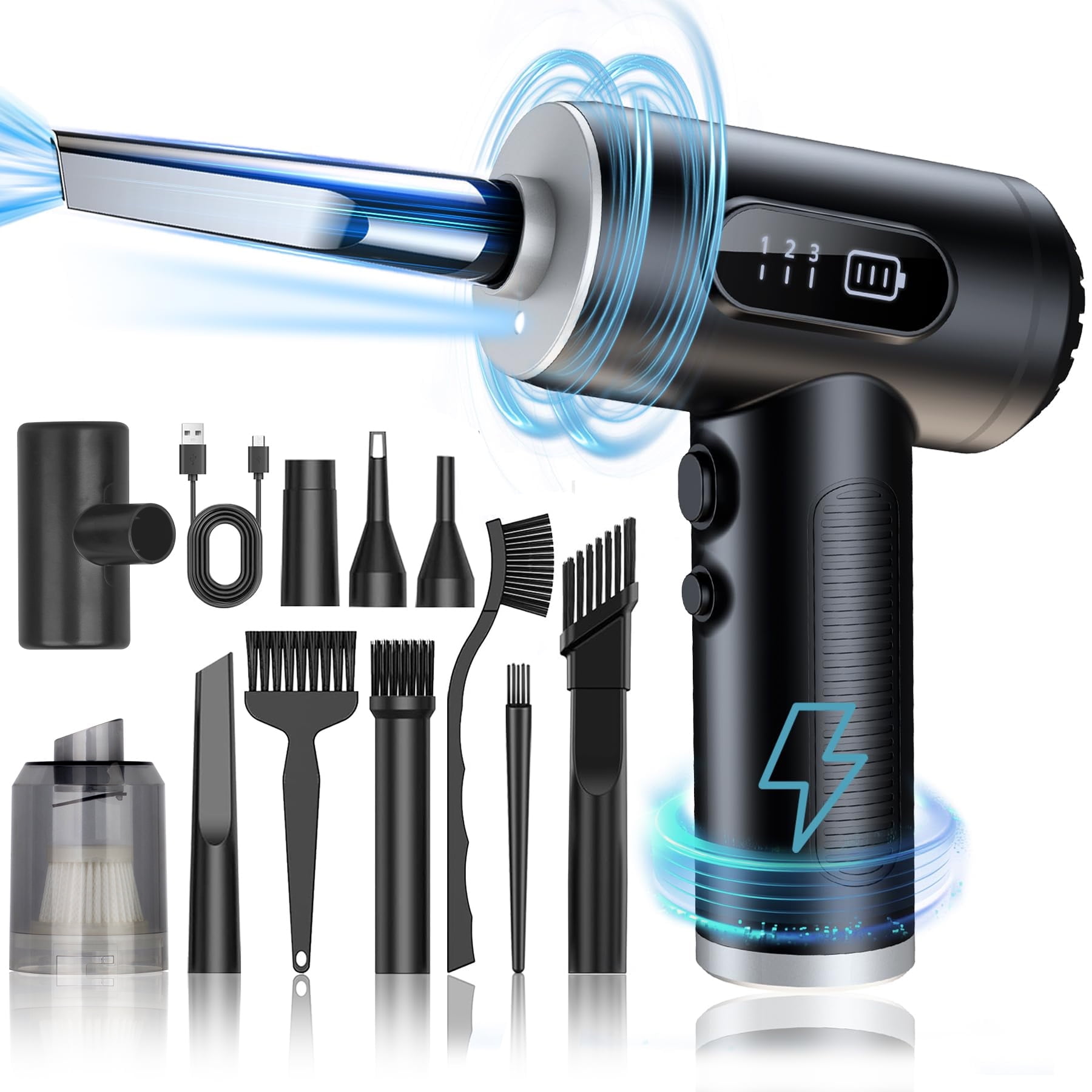 HITTI 2-in-1 Electric Air Duster & Vacuum, 3-Gear, 50000RPM, 6000mAh ...