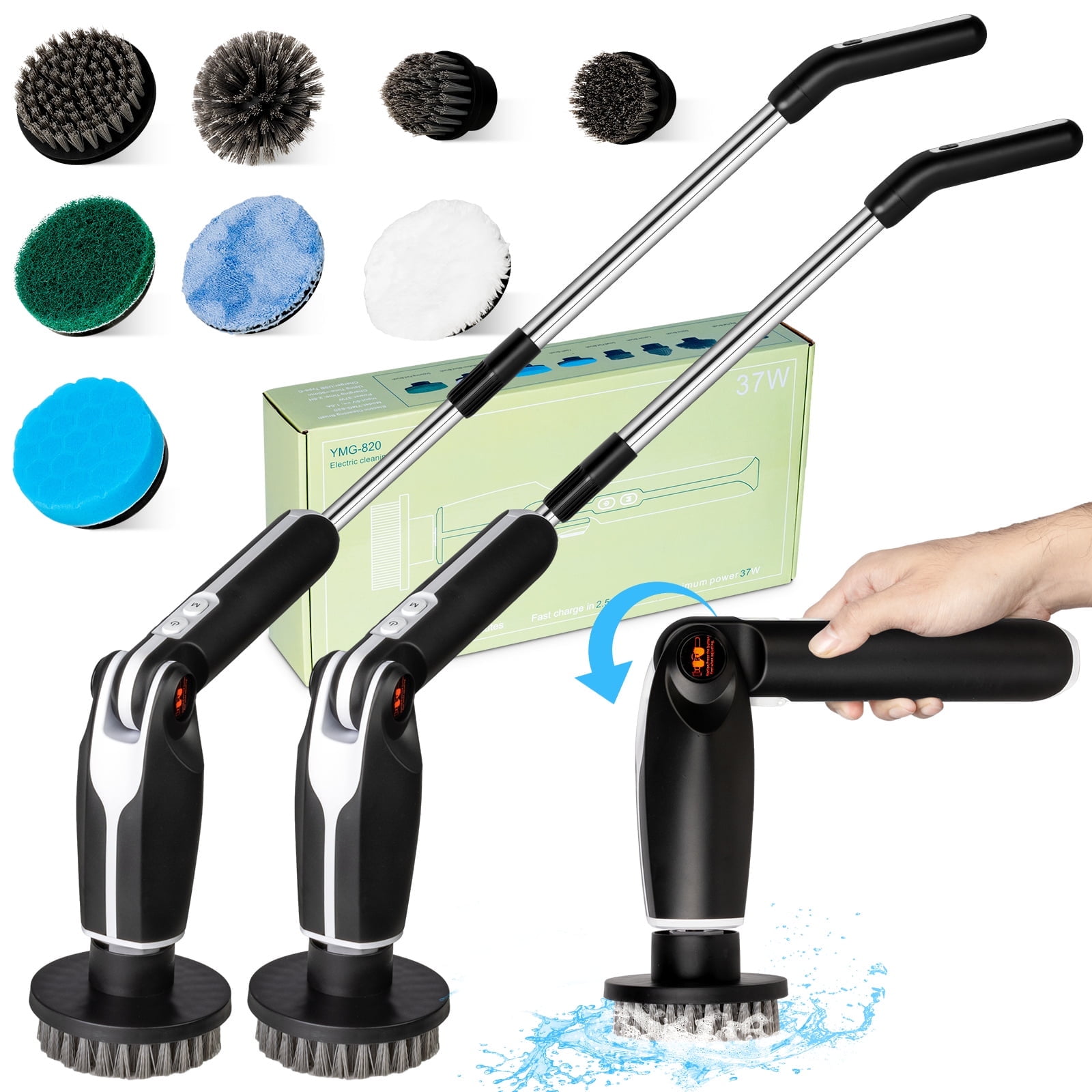 HITTI Electric Spin Scrubber with Remote Control, Cordless Shower Scrub ...